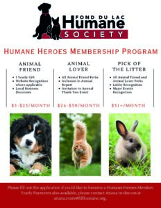 Humane Heros Membership Program 2025 Final - Fond du Lac Humane Society